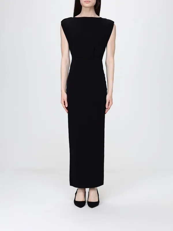 Elisabetta Franchi Long Sleeveless Crêpe Dress - Black