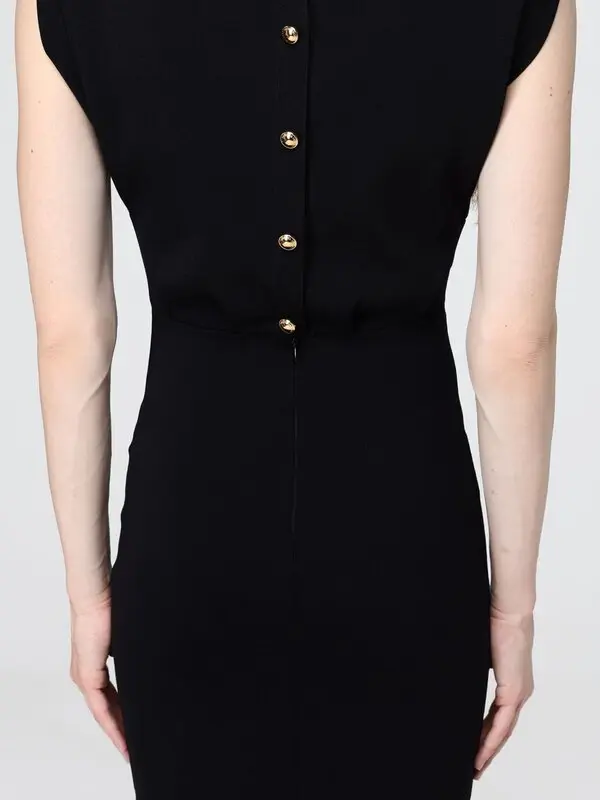 Elisabetta Franchi Long Sleeveless Crêpe Dress - Black