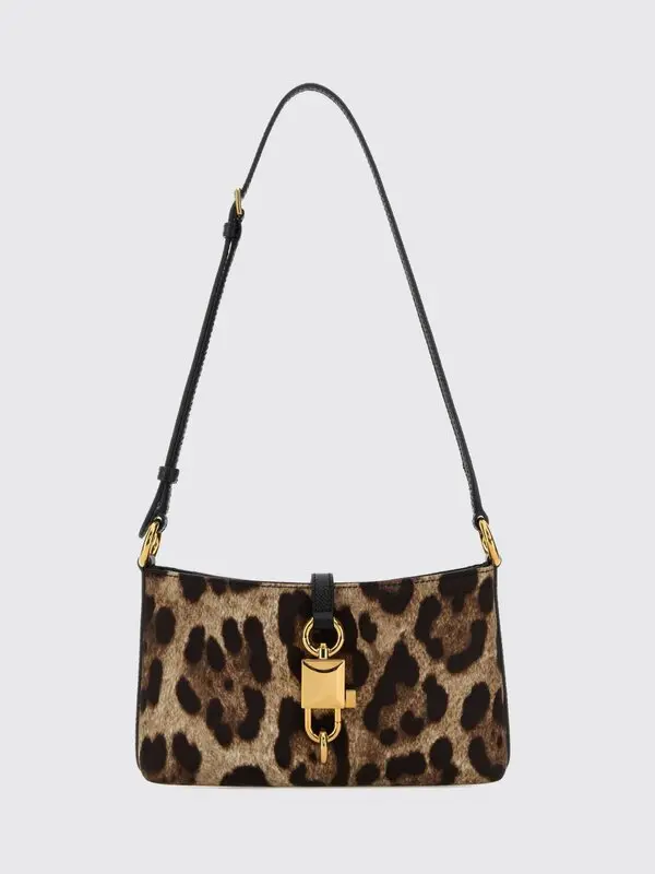 Dolce & Gabbana Lock Animal Print Twill Bag