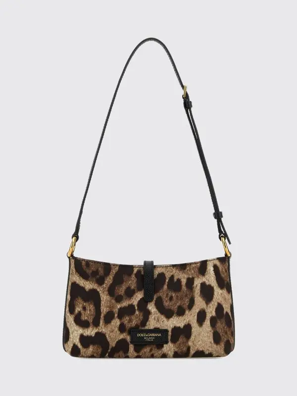 Dolce & Gabbana Lock Animal Print Twill Bag