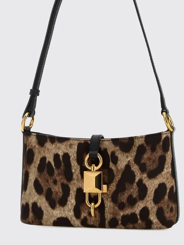 Dolce & Gabbana Lock Animal Print Twill Bag
