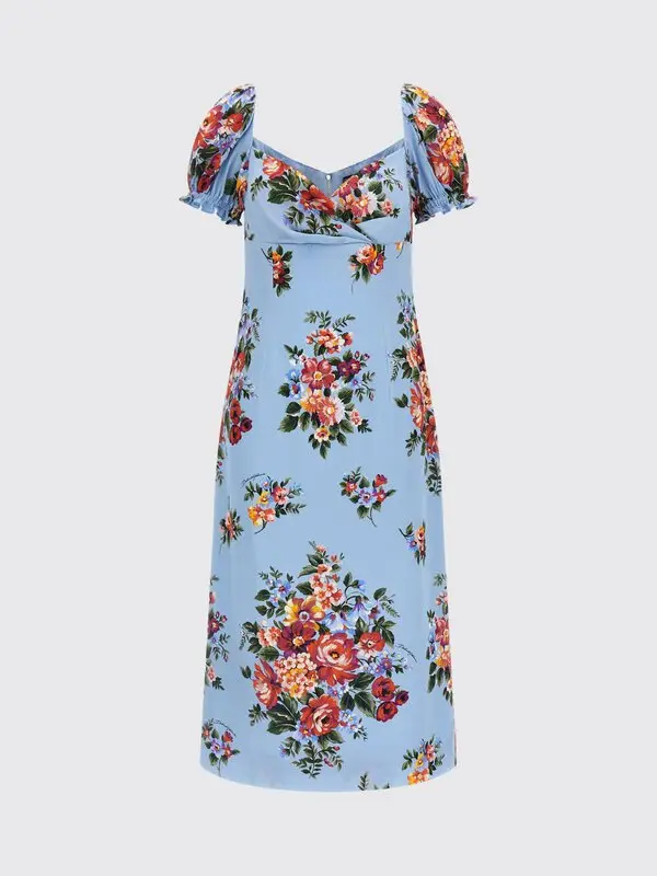 Dolce & Gabbana Floral Print Stretch Silk Midi Dress - Multicolor
