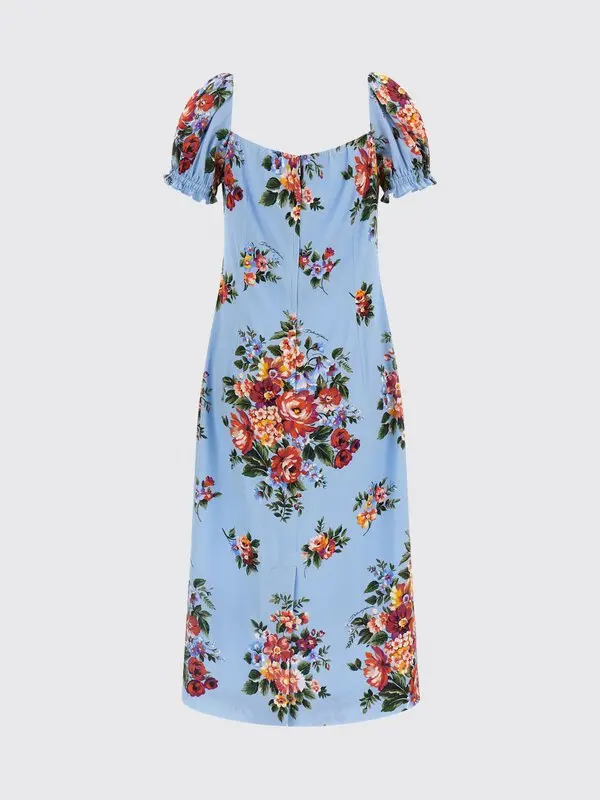 Dolce & Gabbana Floral Print Stretch Silk Midi Dress - Multicolor