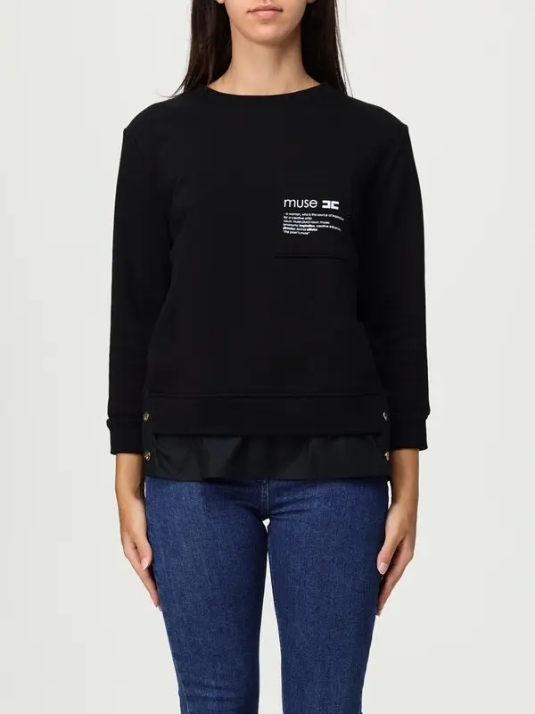 Elisabetta Franchi Crewneck Sweatshirt With Layered Detail