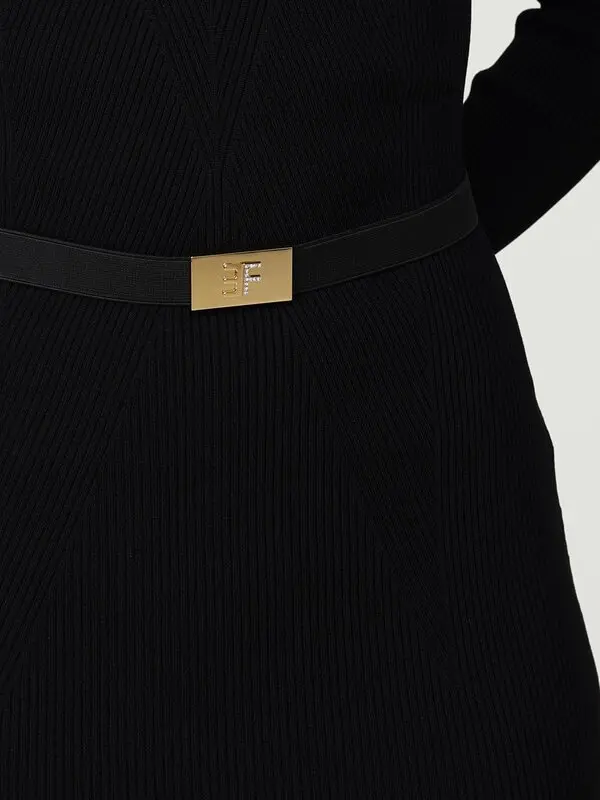 Elisabetta Franchi Ribbed Turtleneck Dress
