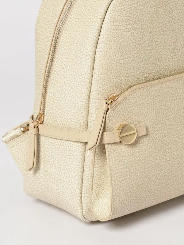 Borbonese Gemini Medium Bag In Op Print Nylon - Sand