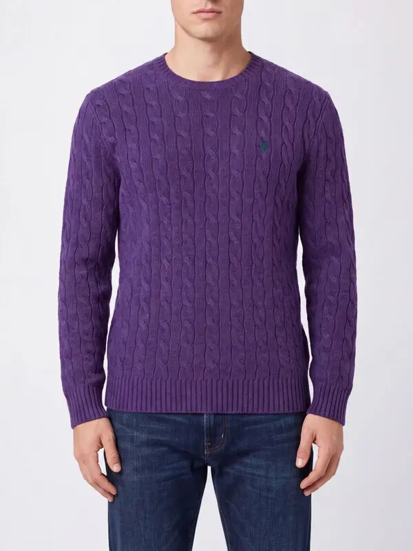 Polo Ralph Lauren Wool And Cashmere Crewneck Sweater With Embroidered Pony - Violet