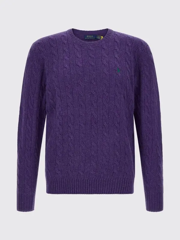 Polo Ralph Lauren Wool And Cashmere Crewneck Sweater With Embroidered Pony - Violet