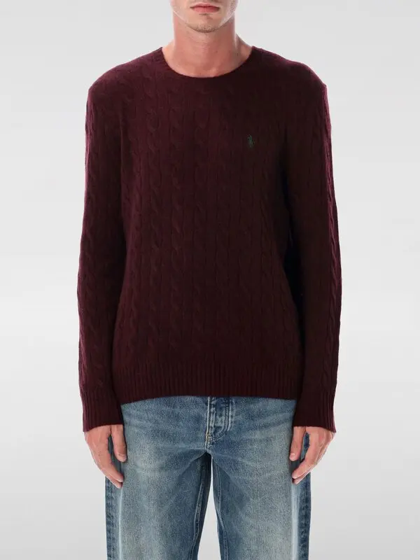 Polo Ralph Lauren Wool And Cashmere Crewneck Sweater With Embroidered Pony - Wine