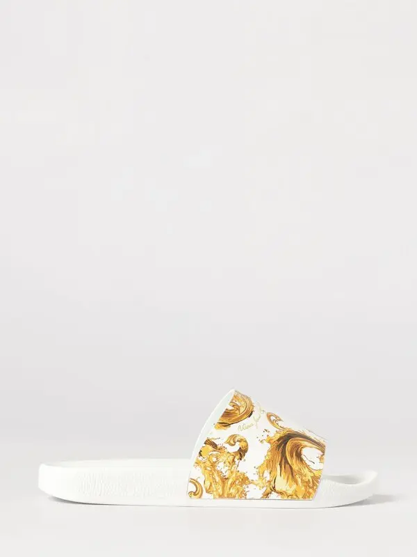 Versace Baroque Print Rubber Sliders - White