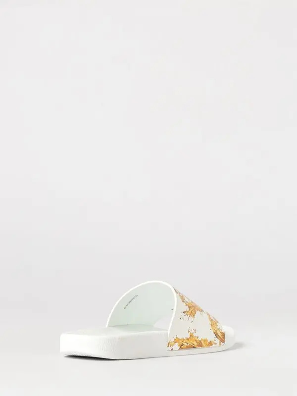 Versace Baroque Print Rubber Sliders - White