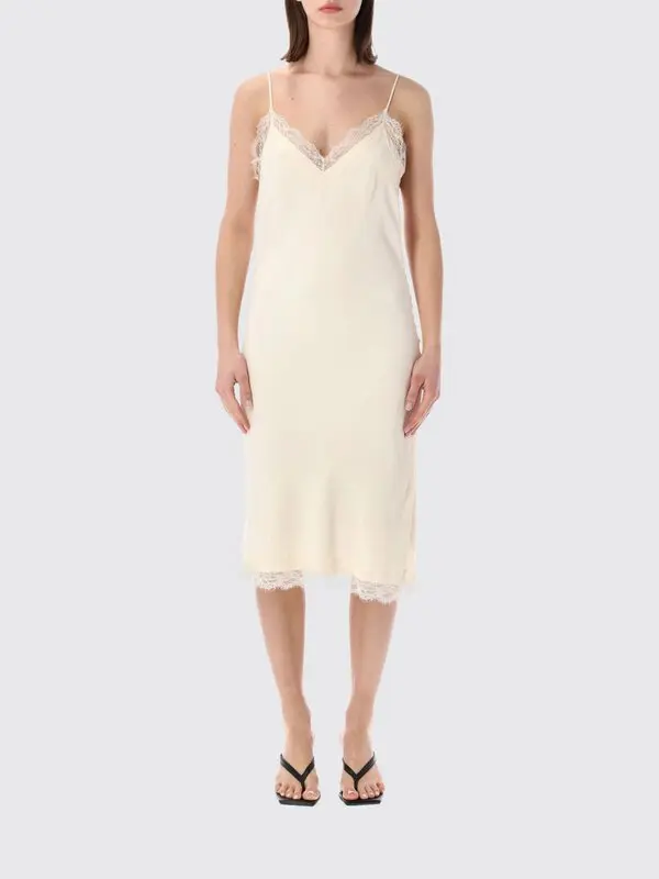 RÓHE Silk Blend Slip Dress With Lace Inserts