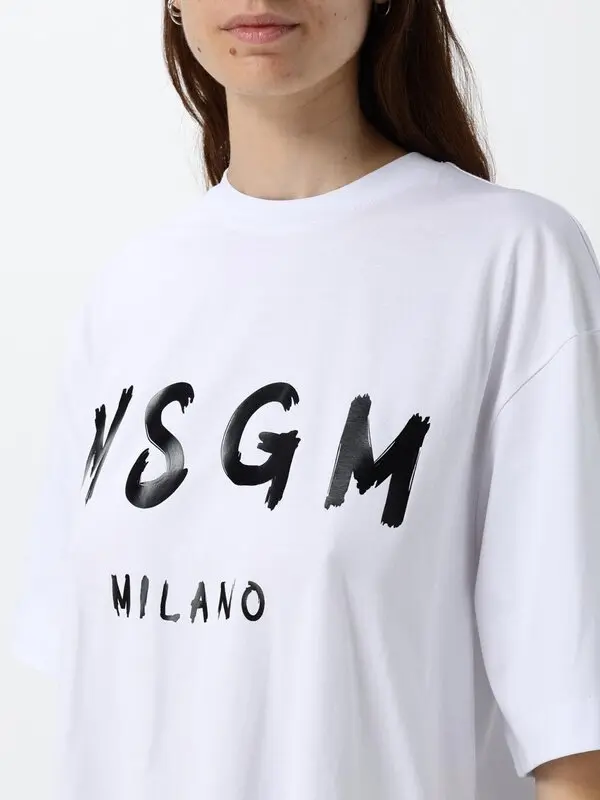 MSGM Logo Cotton T-shirt Dress - White