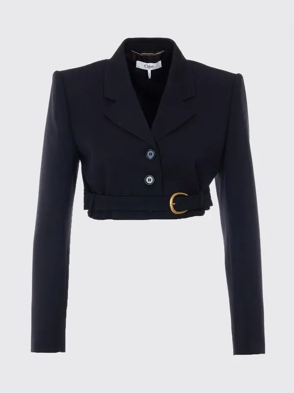 Chloé Cropped Buckle Blazer In Virgin Wool