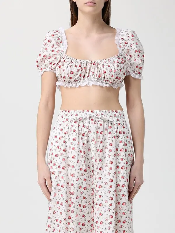 Dolce & Gabbana Floral Print Puff Sleeve Cropped Top