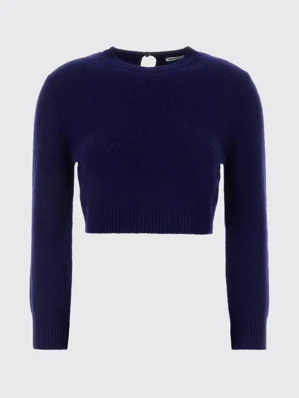 JIL SANDER Wool Blend Crop Knit Top - Blue
