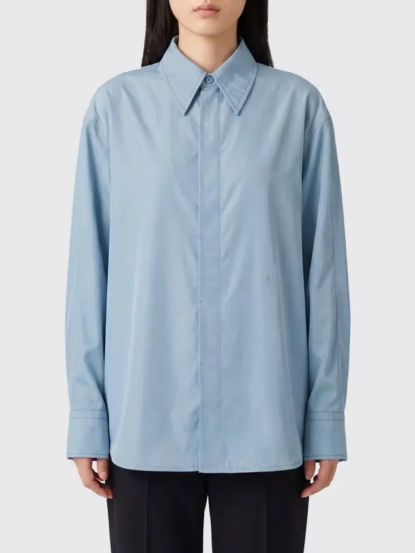 Bottega Veneta Casual Shirt In Viscose And Silk Blend - Blue