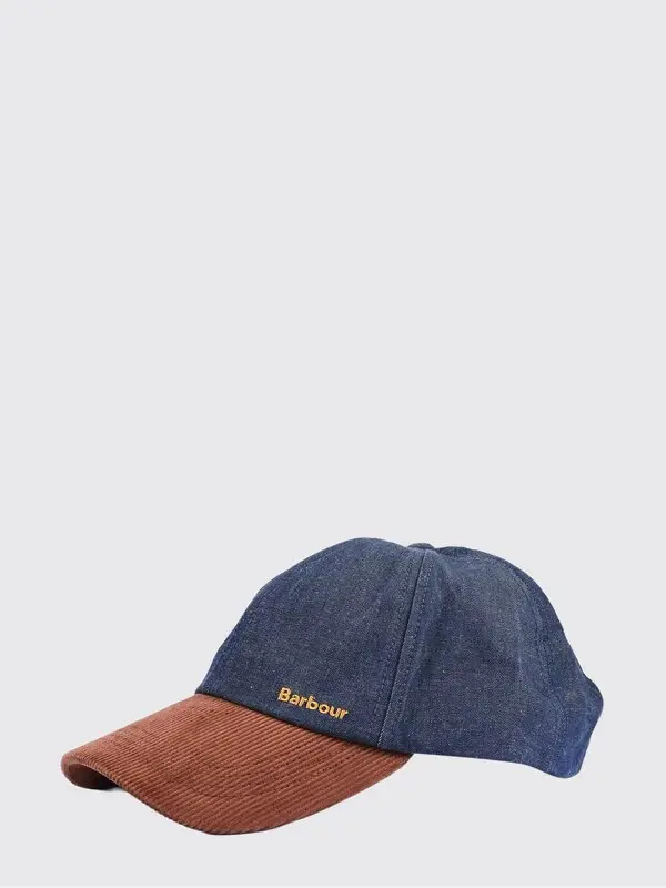 Barbour Baseball Cap In Cotton Denim And Corduroy - Blue