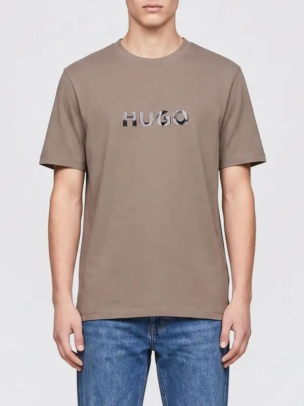Hugo Cotton T-shirt With Logo - Brown