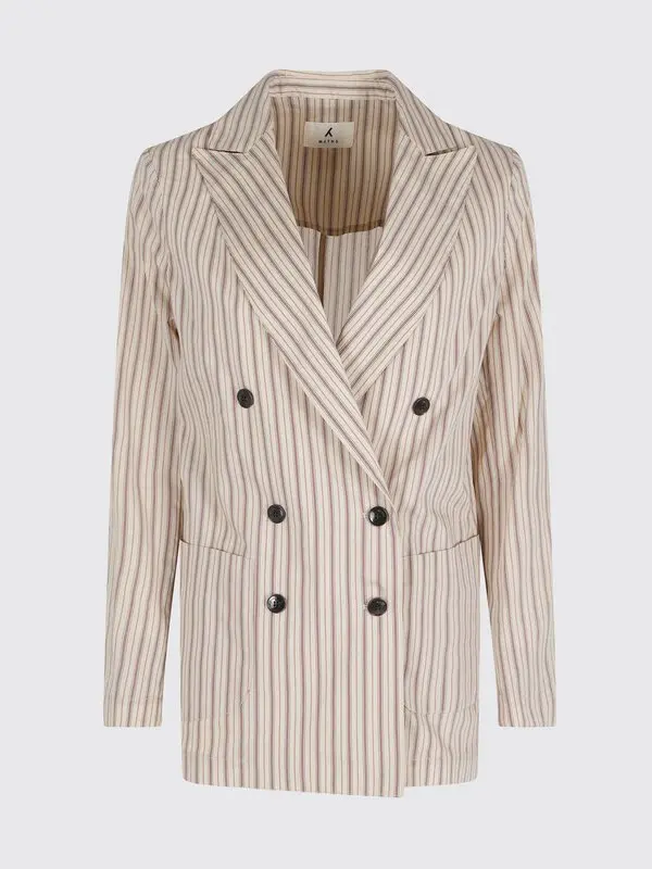 MYTHS Double-breasted Blazer In Striped Lyocell