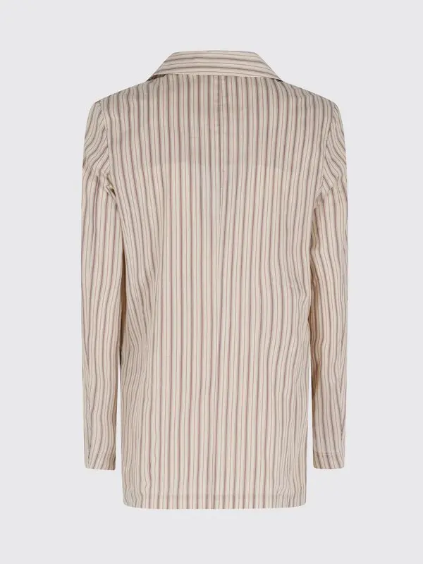 MYTHS Double-breasted Blazer In Striped Lyocell