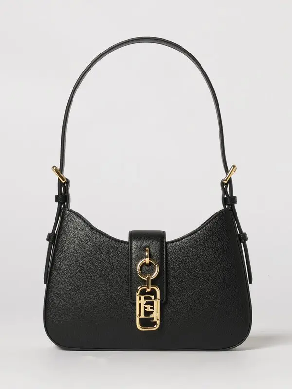 Elisabetta Franchi Small Hobo Bag With Charm - Black