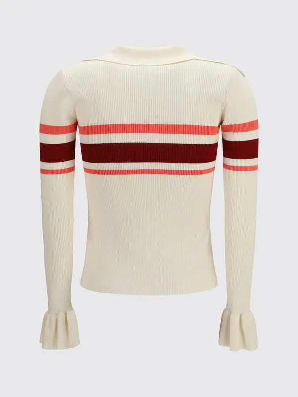 SELF-PORTRAIT Striped Viscose Knit Polo Cardigan