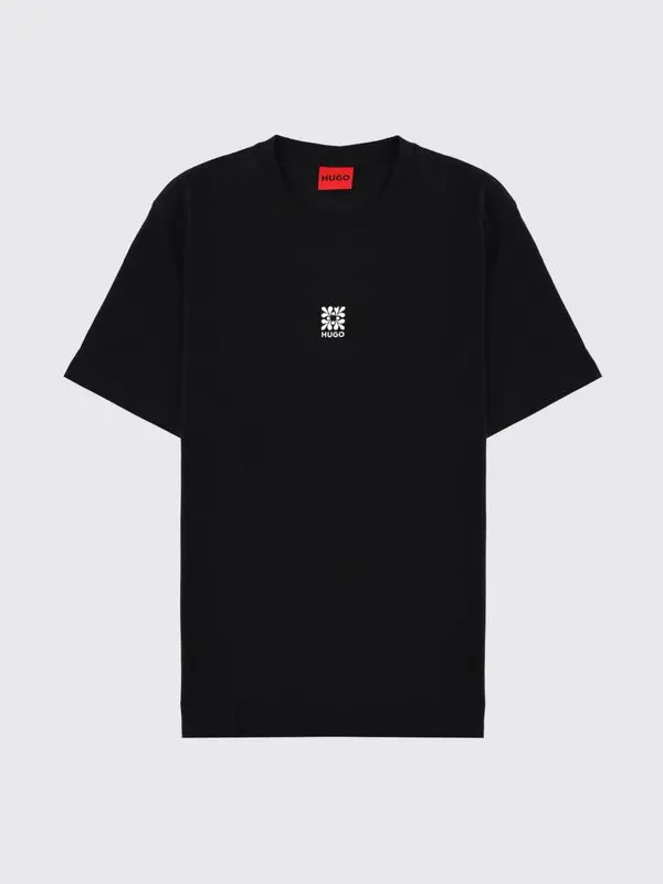Hugo Cotton T-shirt With Tonal Logo - Black