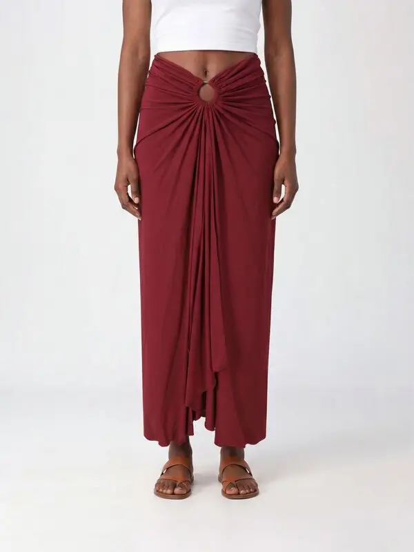 IV.AM Synthetic Jersey Draped Waist Pencil Skirt - Silver