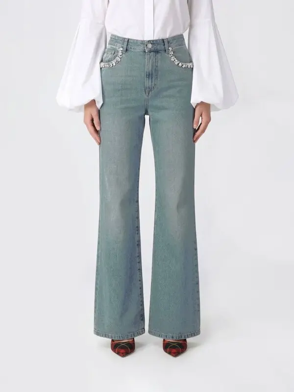 Alexander McQueen Flared Cotton Denim Jeans