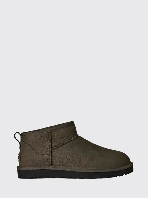 UGG Classic Ultra Mini Crocodile Print Nubuck Ankle Boots - Grey