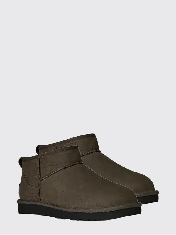 UGG Classic Ultra Mini Crocodile Print Nubuck Ankle Boots - Grey