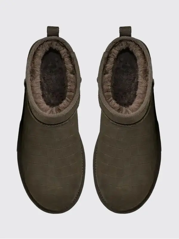 UGG Classic Ultra Mini Crocodile Print Nubuck Ankle Boots - Grey