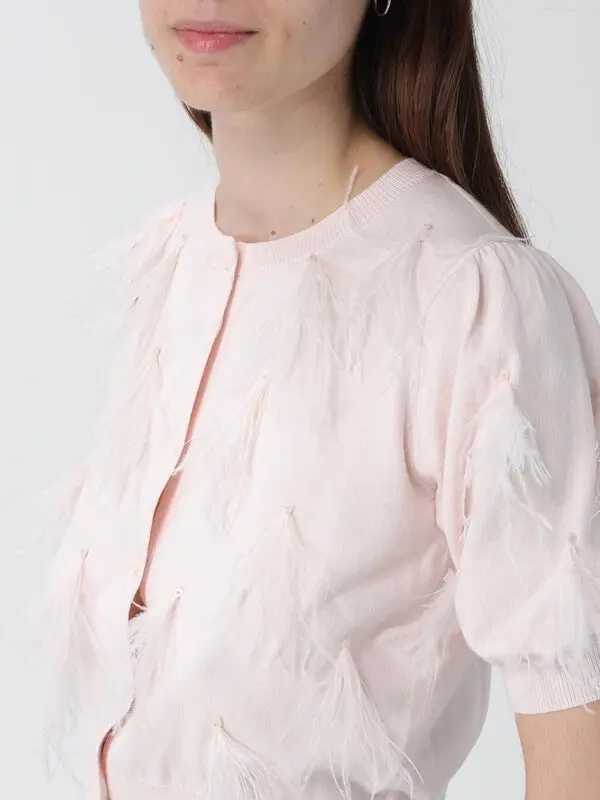 TWINSET Cropped Cardigan With Feather Embellishments