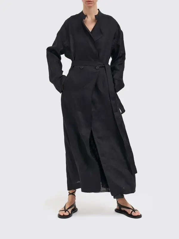 Isabel Benenato Double Breasted Linen Trench Coat
