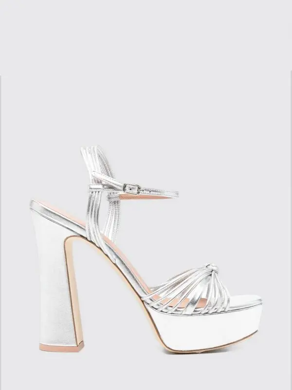 MALONE SOULIERS Lucille Laminated Nappa Sandal - Silver