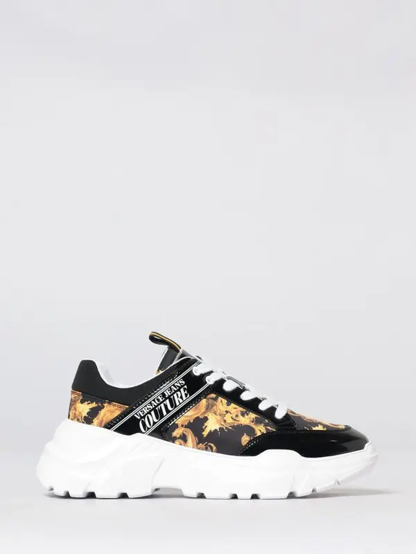 Versace Baroque Print Nylon Lace-up Sneakers - Black