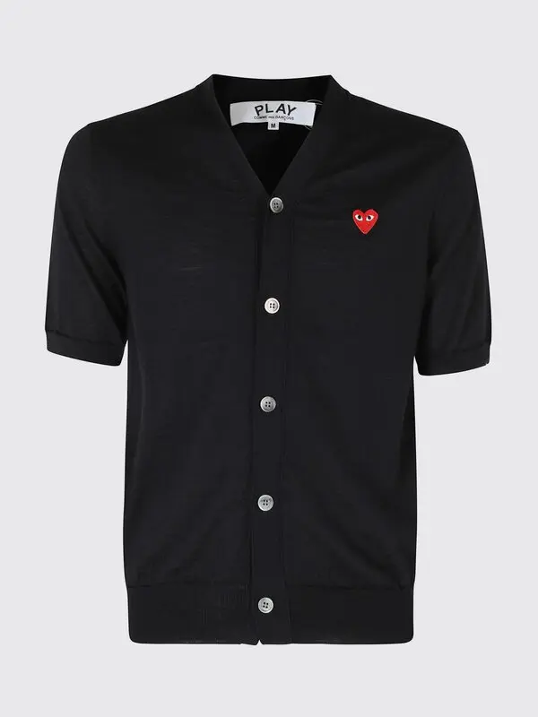 Play Comme Des Garcon Short Sleeve Wool Cardigan