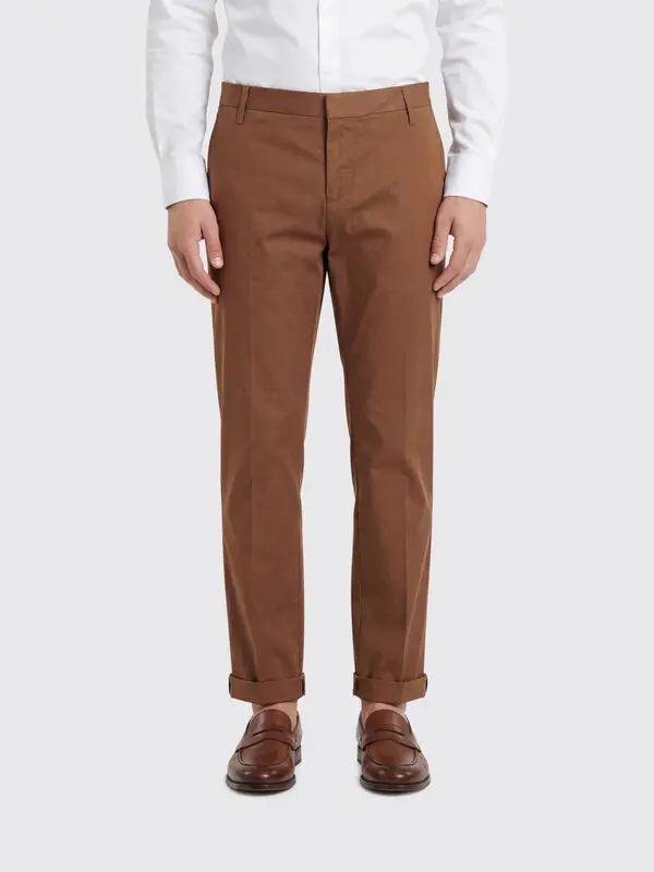 DONDUP Cotton Blend Chino Trousers - Brown