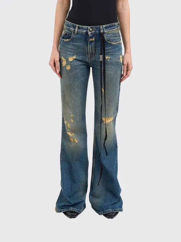 ANN DEMEULEMEESTER Distressed Denim Flared Jeans