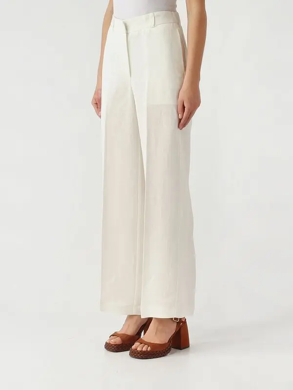 Malìparmi Linen Blend Palazzo Trousers - White 1