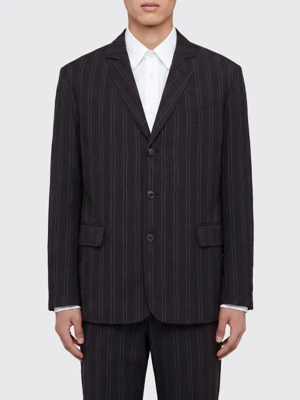 FERRAGAMO Pinstriped Linen Blend Single-breasted Blazer