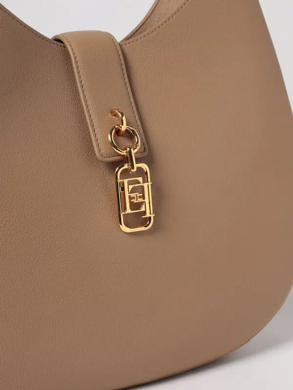 Elisabetta Franchi Round Hobo Shoulder Bag With Charm - Mud