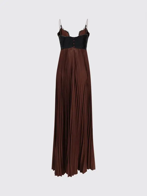 SELF-PORTRAIT Pleated Crêpe Maxi Dress With Lace Inserts