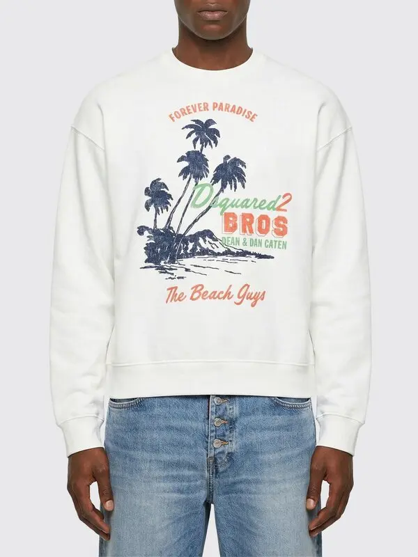 Dsquared2 Printed Cotton Crewneck Sweatshirt