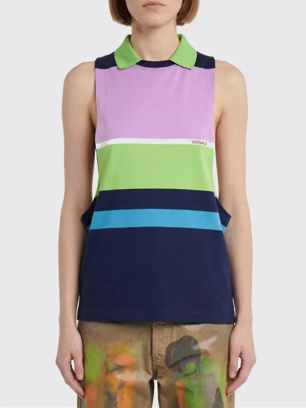 Versace Striped Cotton Polo Shirt