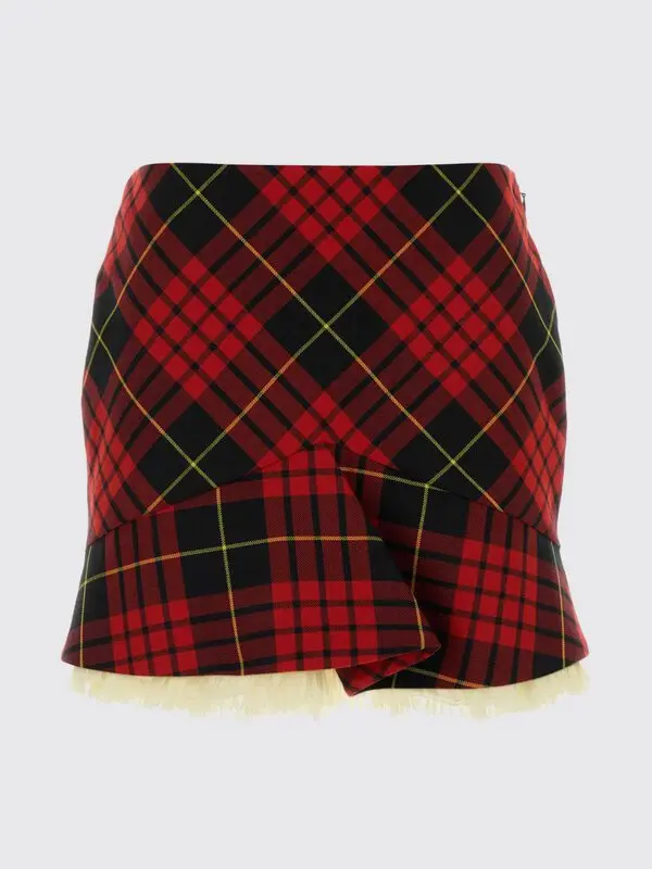 Alexander McQueen Tartan Wool Blend Mini Skirt