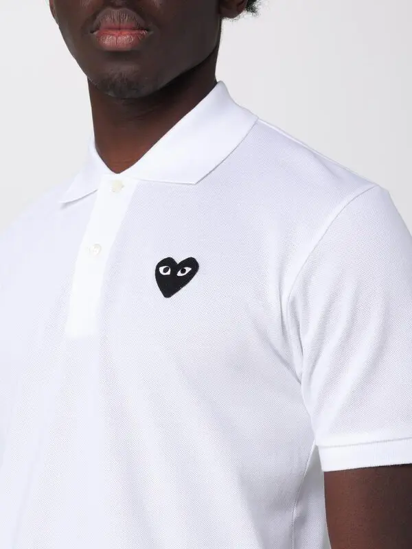 Play Comme Des Garcon Cotton Polo Shirt With Logo - White