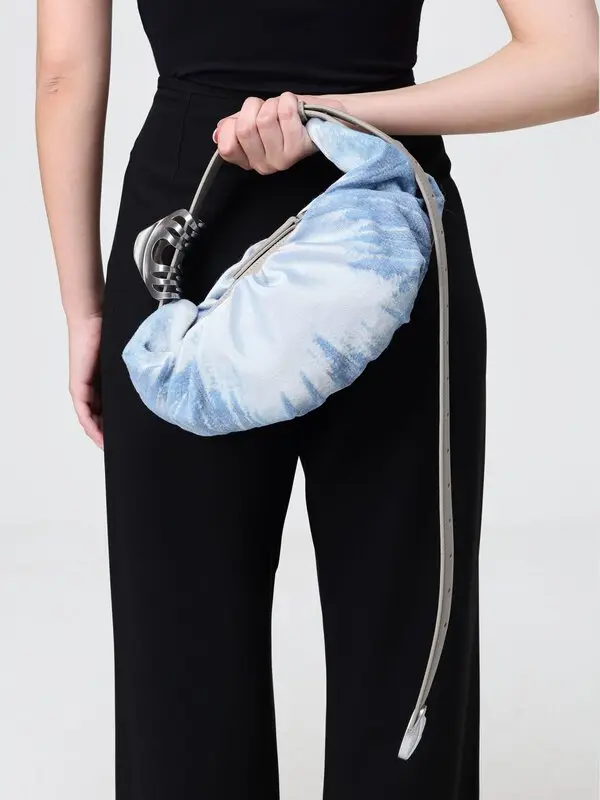 DIESEL® Grabd Hobo Bag In Recycled Denim And Satin - Blue