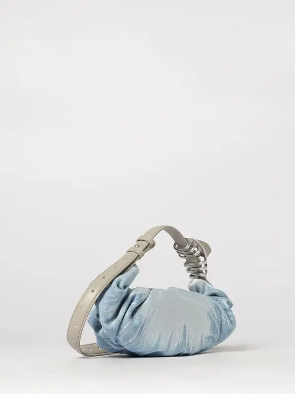DIESEL® Grabd Hobo Bag In Recycled Denim And Satin - Blue